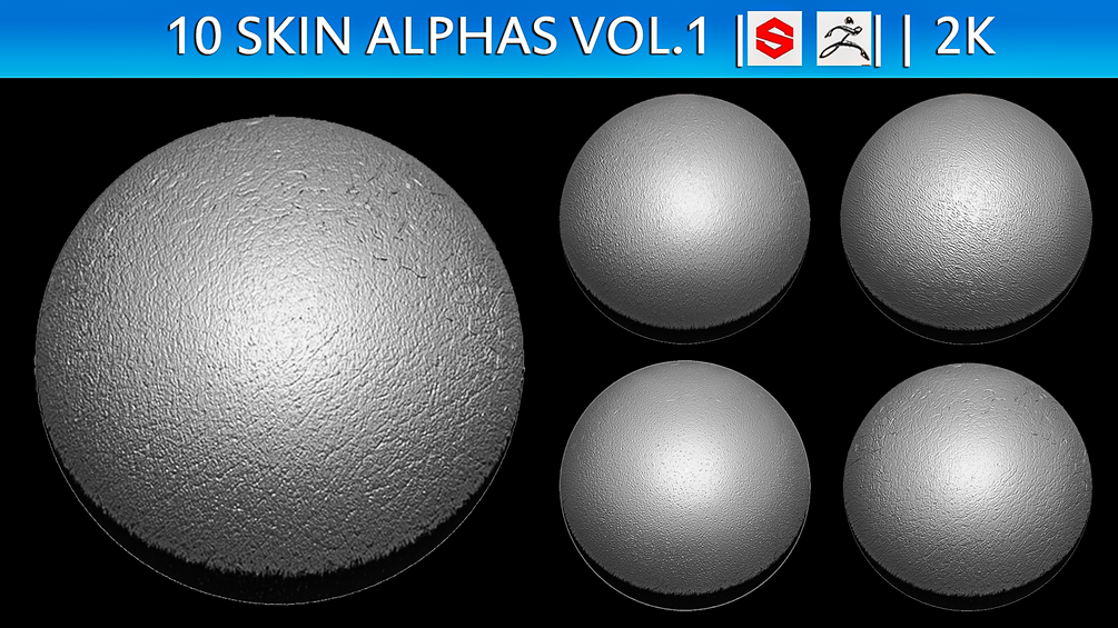 10 Skin Alphas (ZBrush, Substance, 2K)