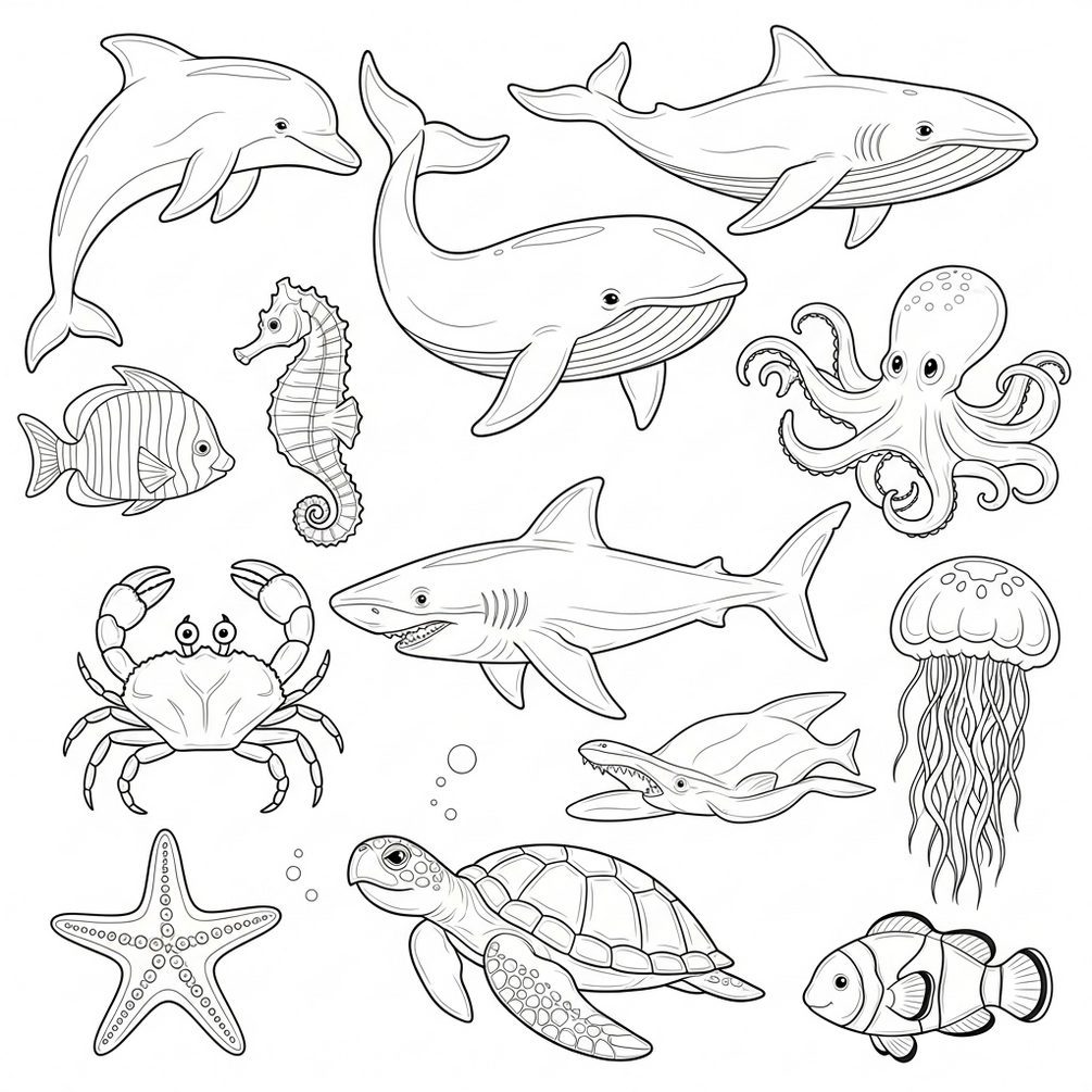 250 Ocean Wonders Coloring Book | An Aquatic Journey for Kids & Adults