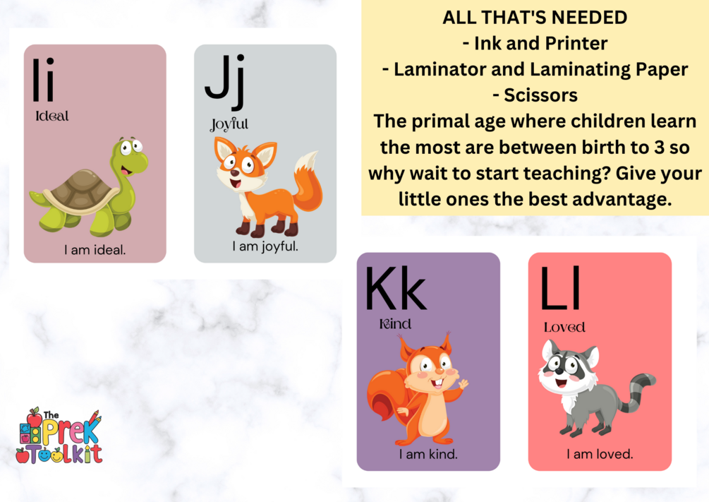 I Am ABC Affirmation Flashcards Children's Digital Flashcards Alphabet ...