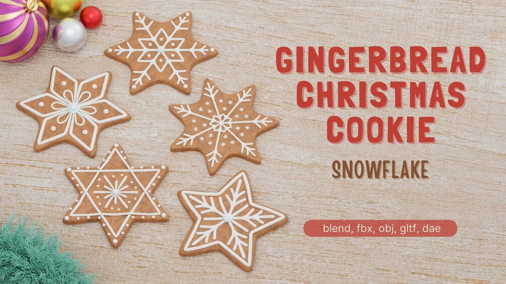 Gingerbread Christmas Cookie 7 - Snowflake