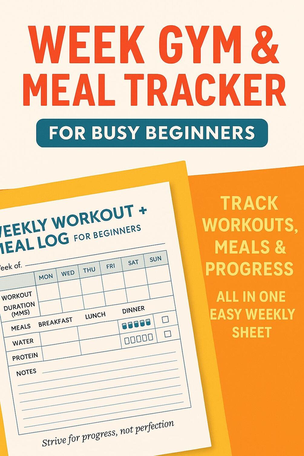 Weekly Gym & Meal Tracker – Printable Fitness Planner – 7 Page PDF for ...