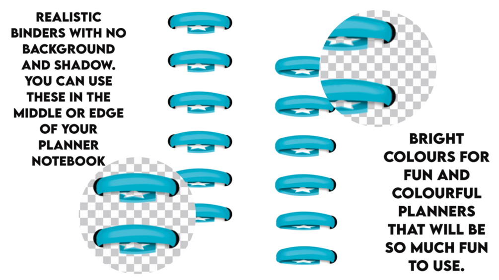 Colourful and realistic "happy" planner binder rings .PNG files for ...