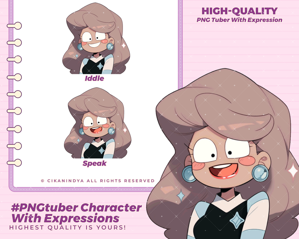 PNG Tuber | Stream-Ready PNG Tuber Cartoon Girl for Digital Creators ...