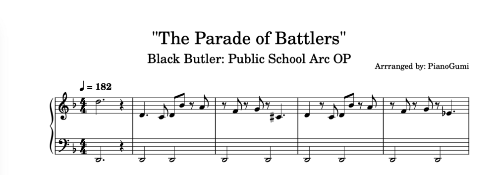 Black Butler: Public School Arc OP - "The Parade of Battlers" - EASY ...