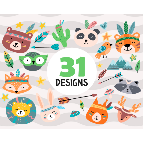 Tribal animal faces svg,Woodland forest animals svg, Tribal clip art ...