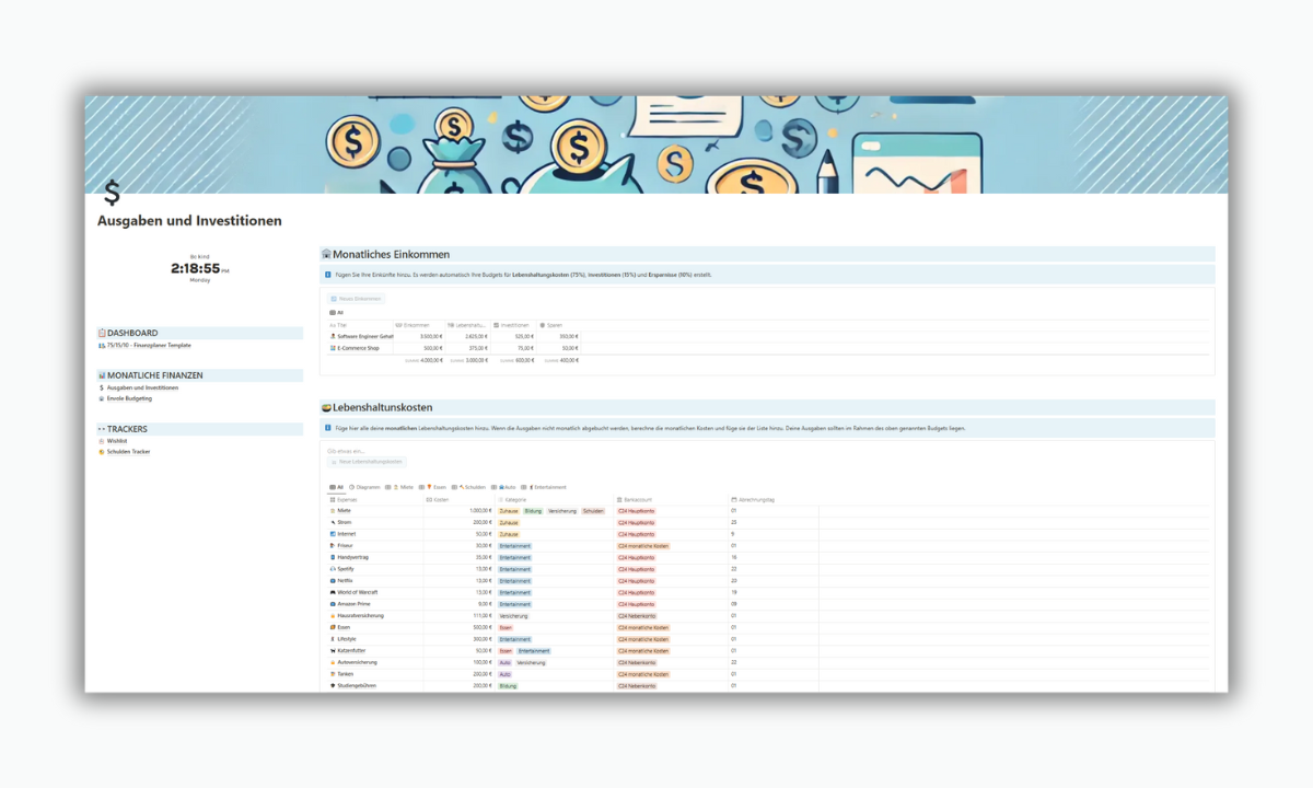 75/15/10 - Finanzplaner - Notion Template