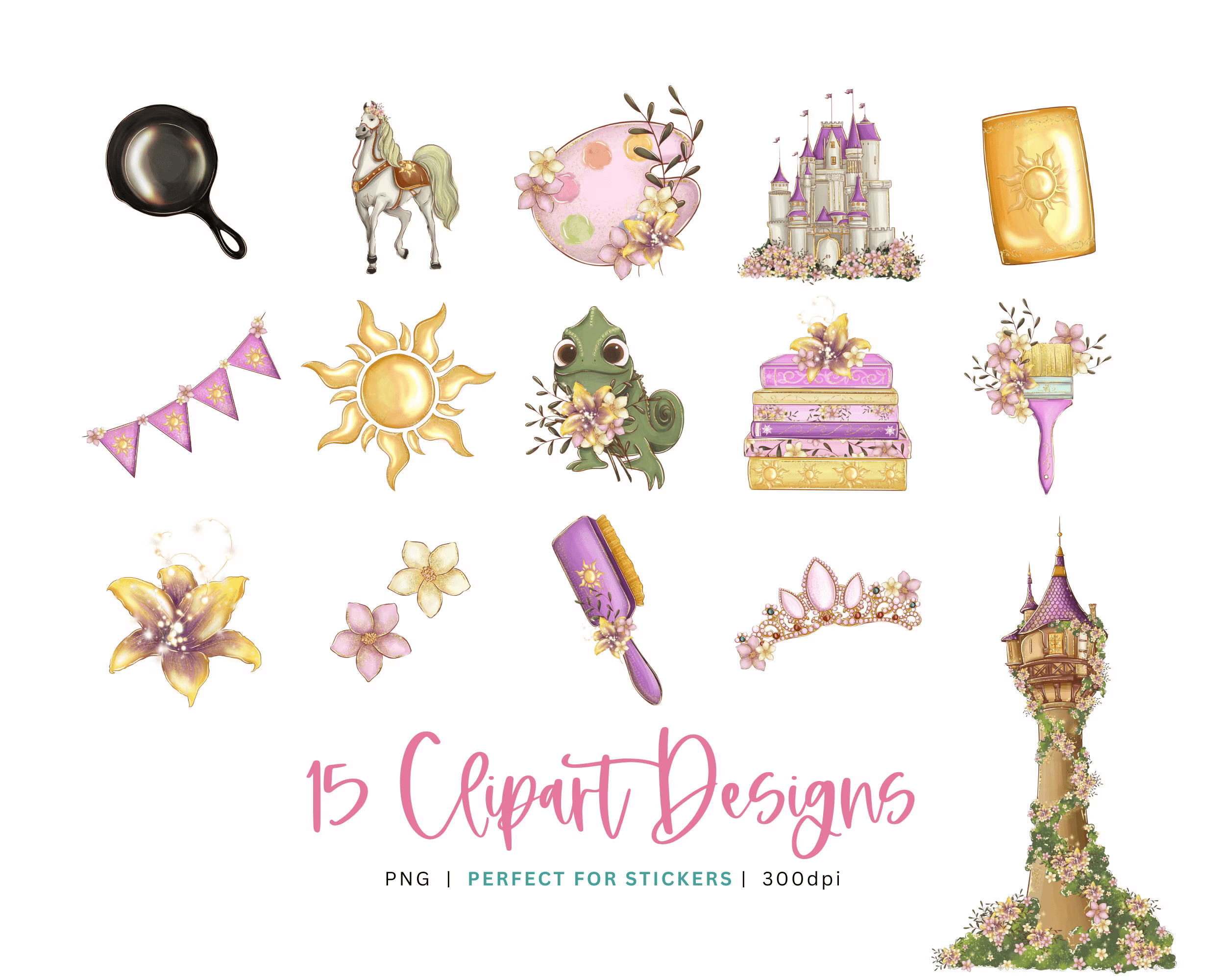 Enchanted Rapunzel Clipart Collection - Tangled-Inspired PNGs, Instant ...
