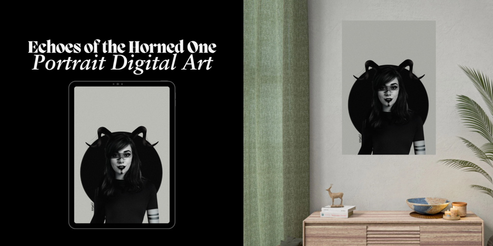 Echoes of the Horned One - Portrait Digital Art