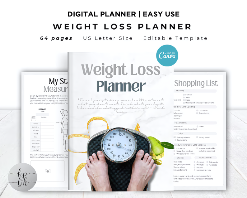 Comprehensive Weight Loss Journal Editable Templates for Fitness Tracking