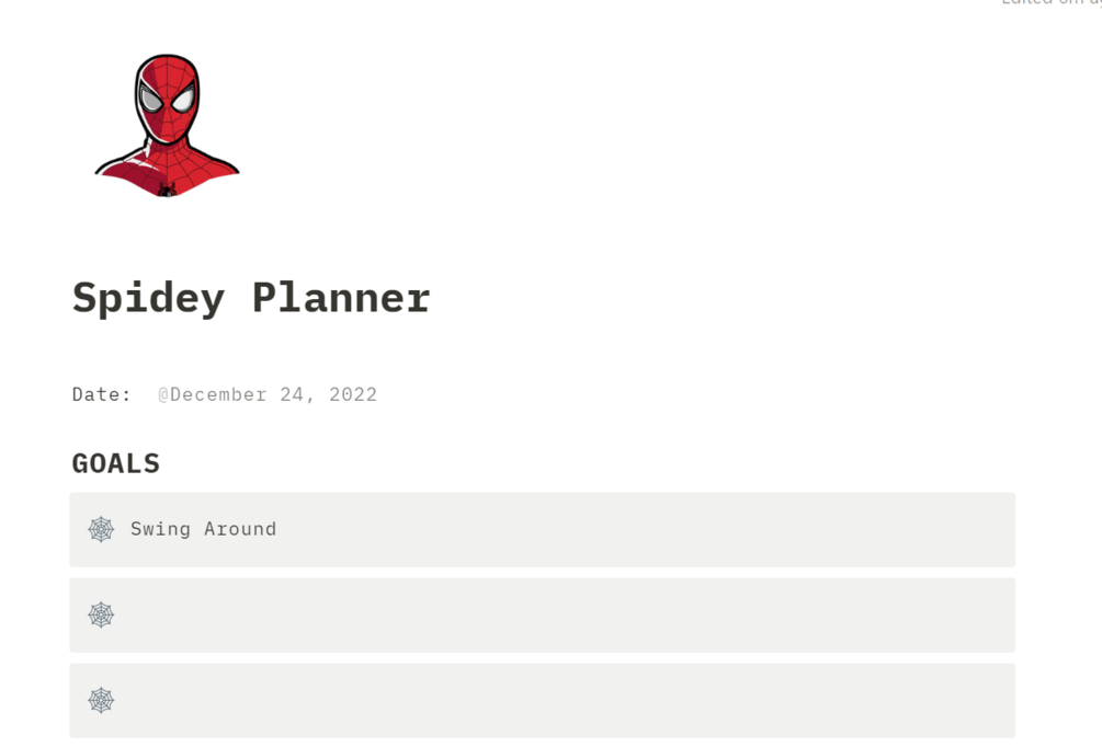 Spidey Planner - Notion