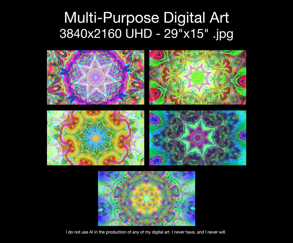 5 Pack Multi Purpose 4K Digital Art #7 - Psychedelic printable art for ...