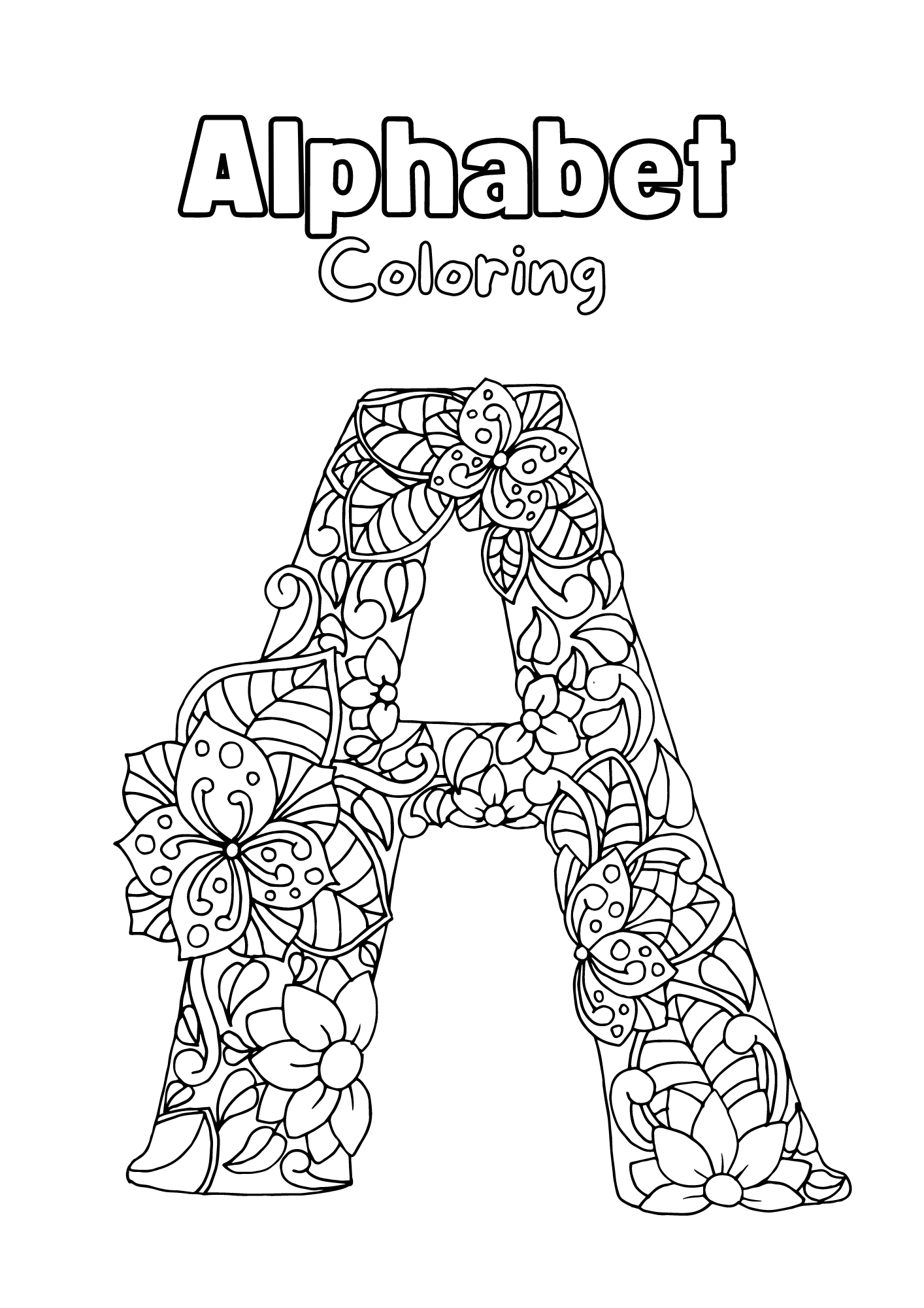 Alphabet Coloring Worksheet (Digital Download-Print it by Yourself)