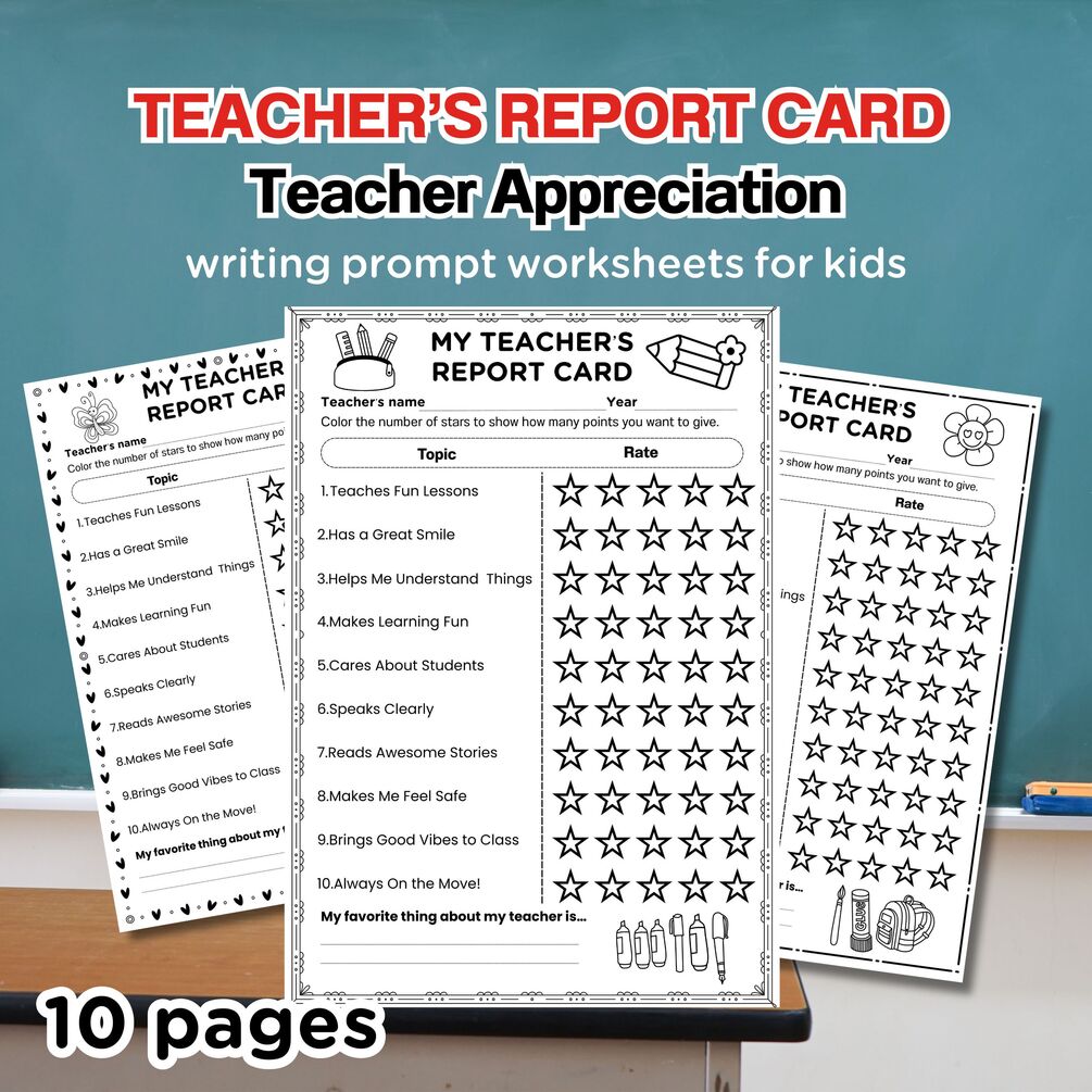 Teacher Appreciation Report Card for Kids, Report Template, End of Year ...