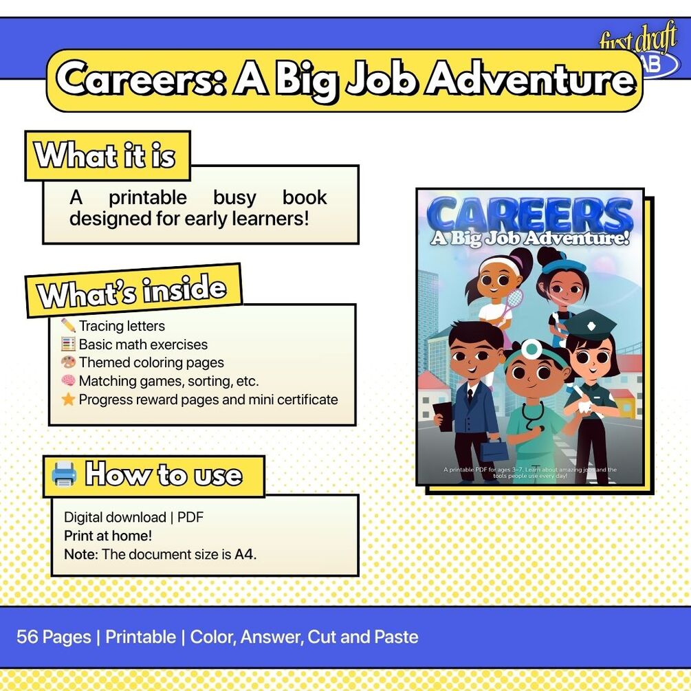 Careers: A Big Job Adventure | Printable Busy Book for Kids