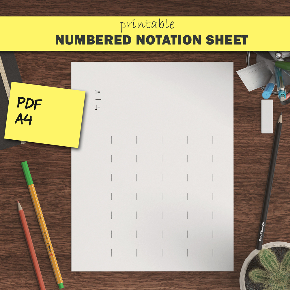Blank Jianpu Sheet Music | Printable A4 PDF | KDP interior element
