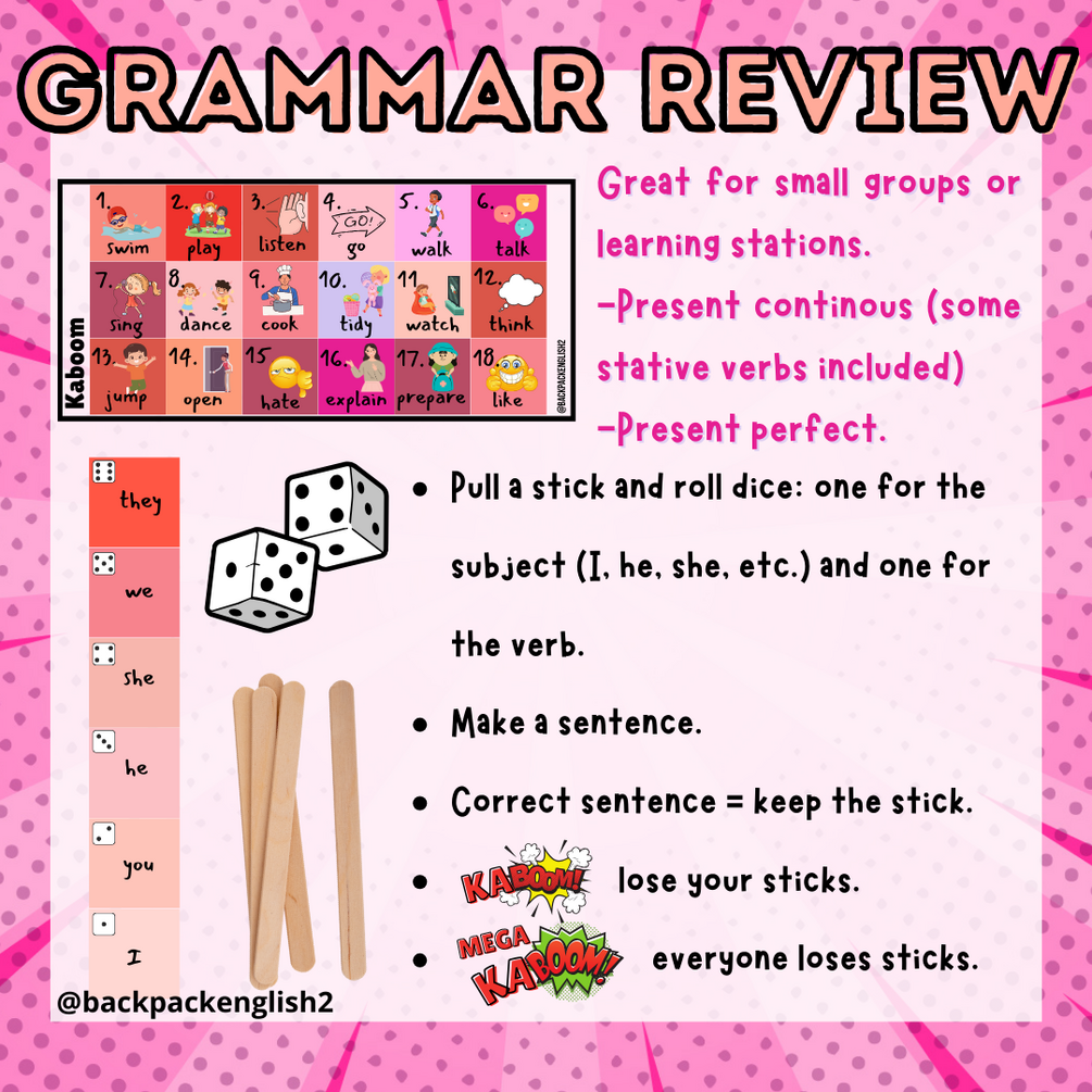 Grammar Review Game - Kaboom- Megakaboom
