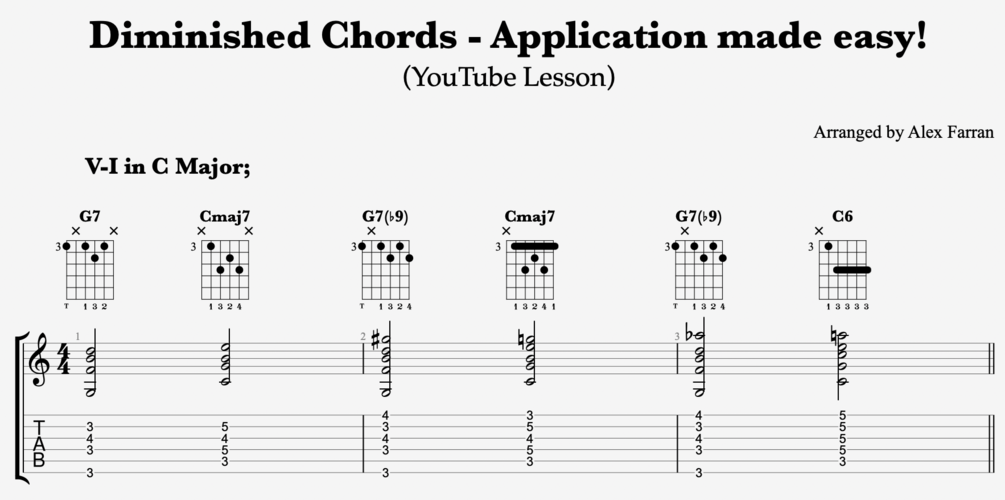 Diminished Chords - What, How & When (YouTube Lesson)