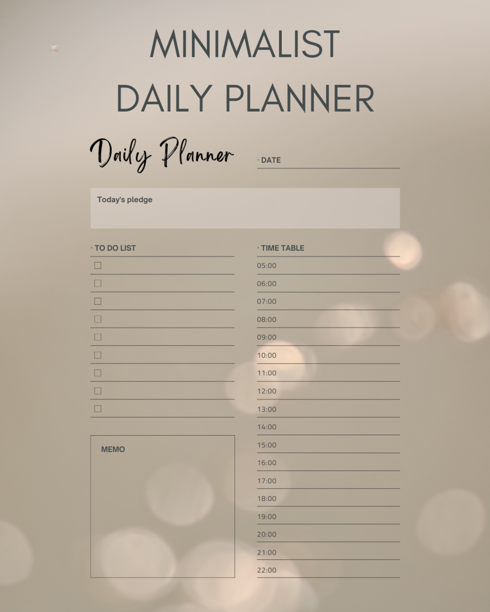 Minimalist Daily Planner (Printable PDF)
