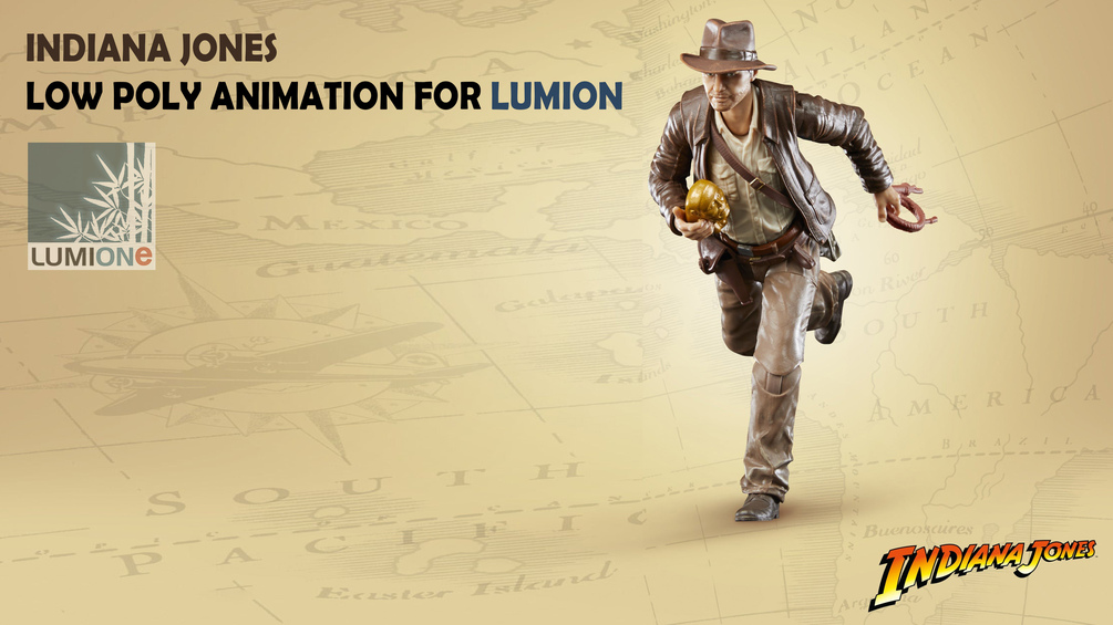 Indiana Jones low poly animation for Lumion