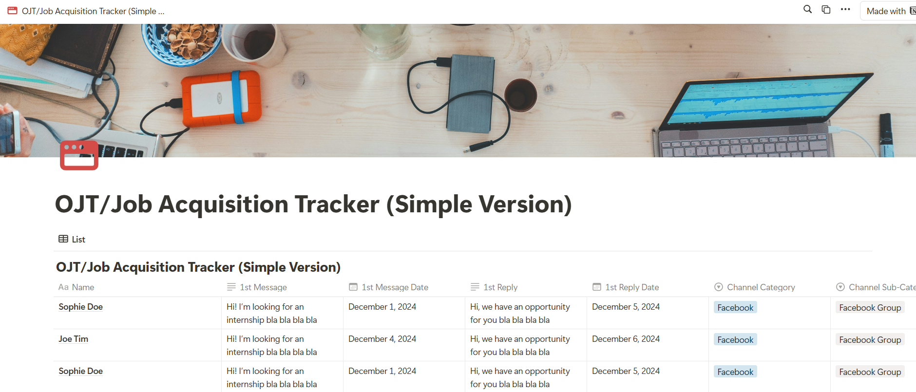 OJT/Job Acquisition Tracker (Simple Ver.)