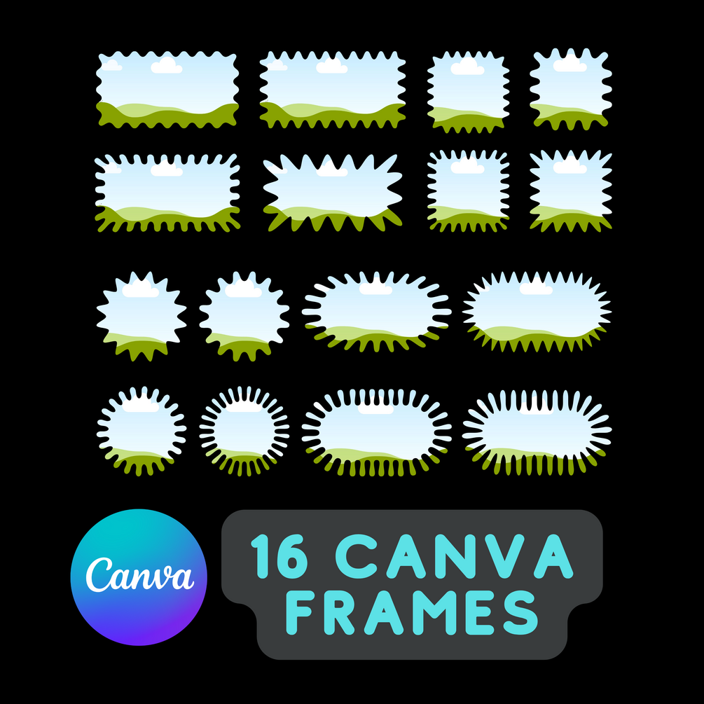 Groovy Waves Edge Canva Frames, Easy Drag and Drop Templates for Design ...