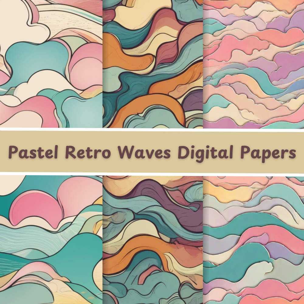 Free Pastel Retro Waves Digital Papers Seamless Patterns Backgrounds ...