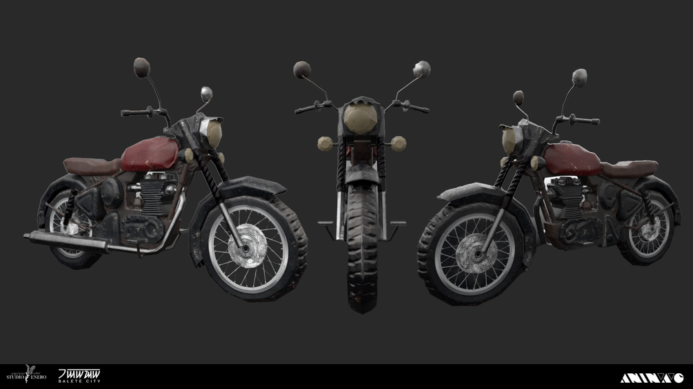 Low Poly Old Motorcycle