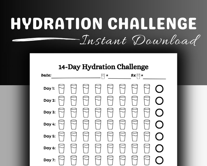 Hydration Challenge | Printable Pages | Instant Download PDF