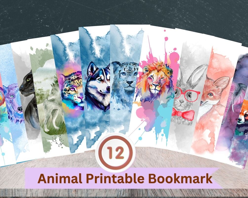 12 Printable Animal Bookmarks | digital bookmarks to Download
