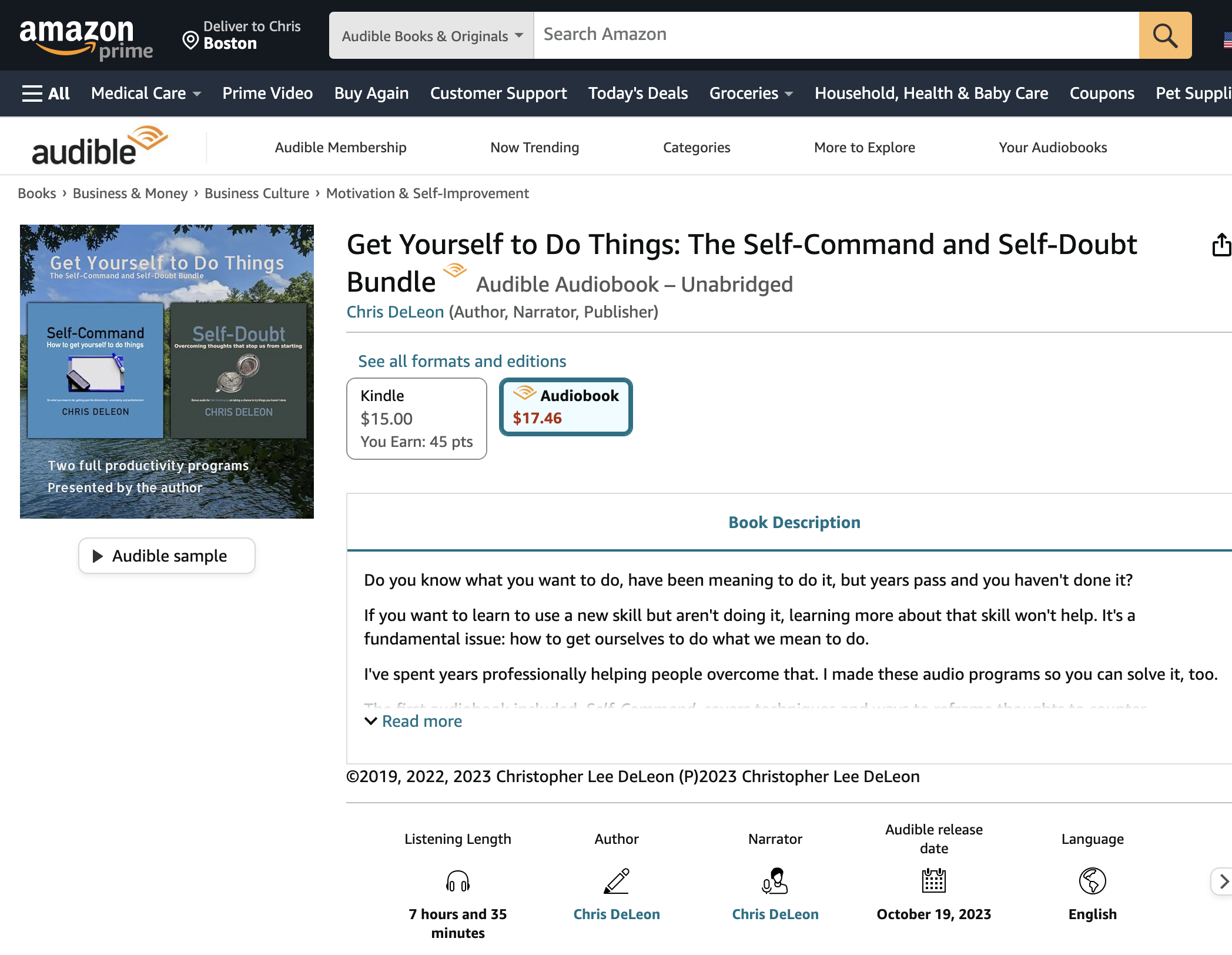 I could use your help. My audiobooks are now on Amazon Audible as Get Yourself to Do Things ...