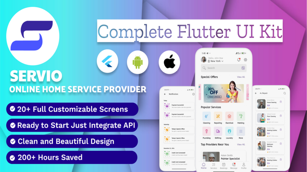 Servio - Home Service Flutter UI Kit