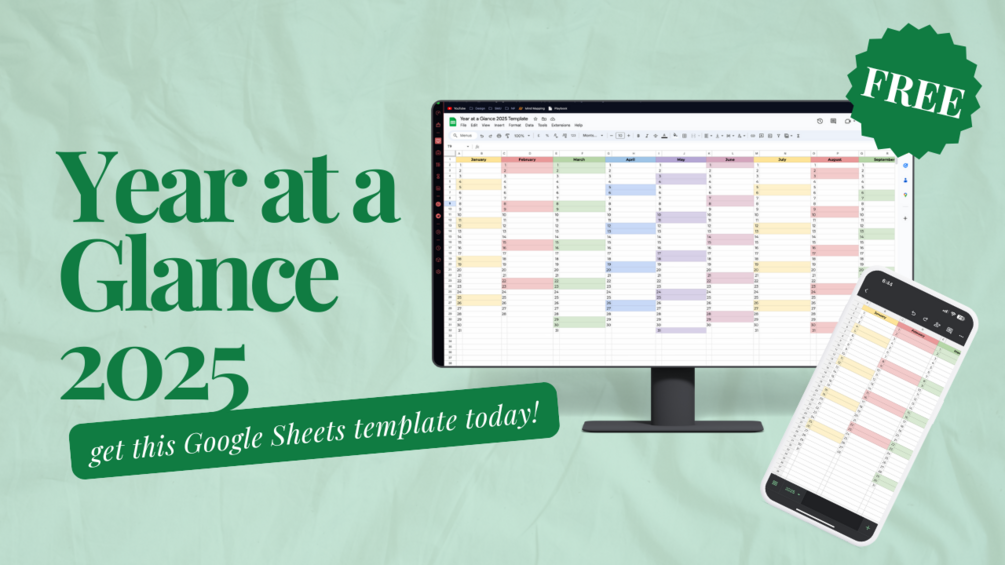 FREE 2025 Year at a Glance Planner Google Sheets Template