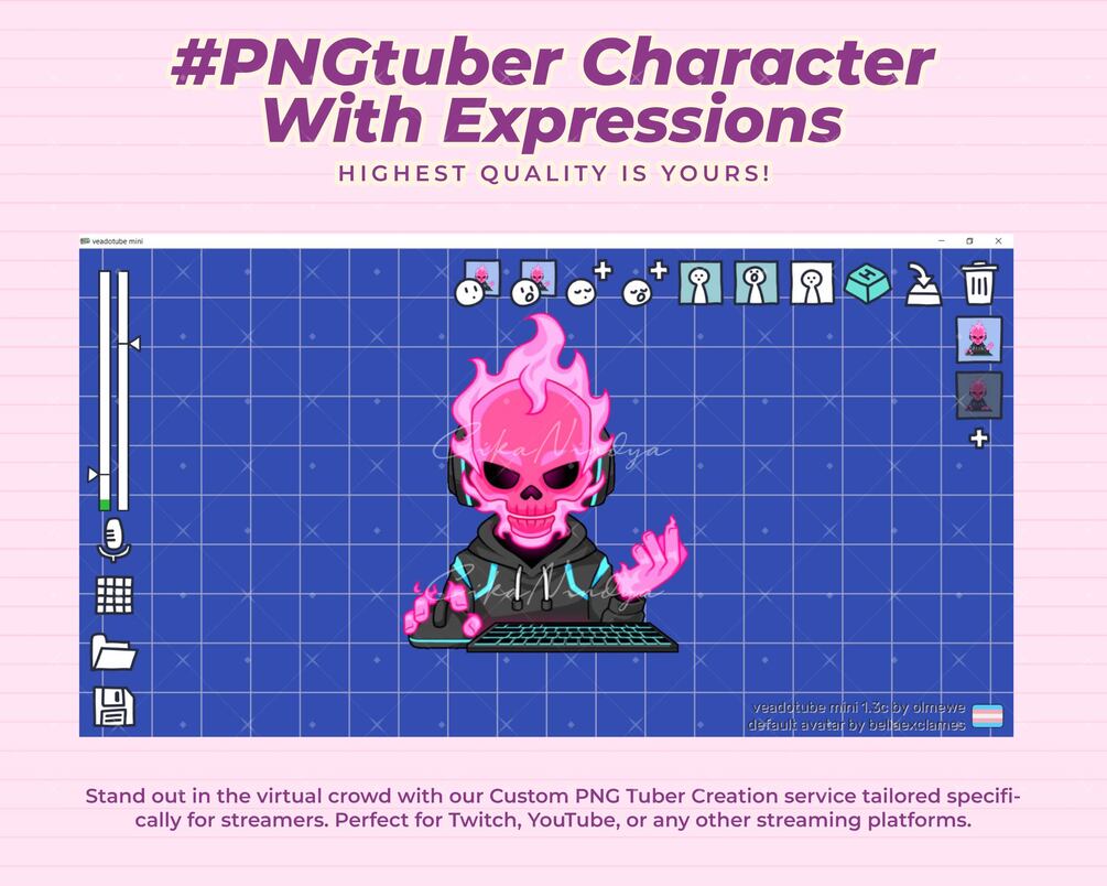 Stand Out as a Streamer with PNG Tuber Avatar Pink Fire Skull ...