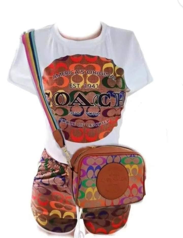 Coach Short Set w/ Crossbody Handbag