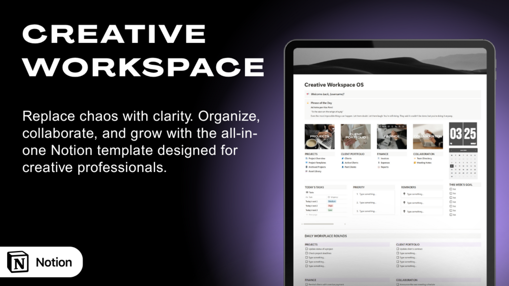 Creative Workspace - Second Brain Notion Template