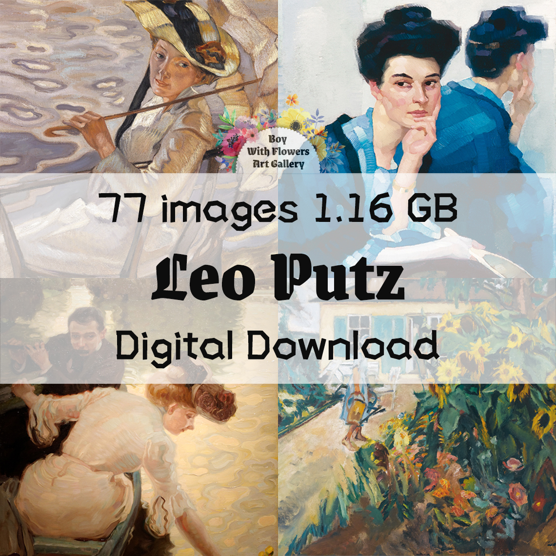 77 digital images of Leo Putz paintings, people landscape still life ...