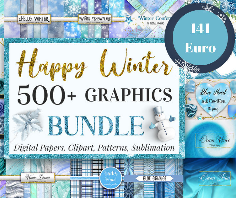 Happy Winter Graphics Bundle - 55 Premium Graphics