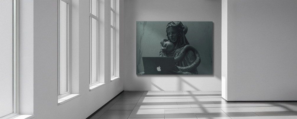 The Marble and the Apple – Surreal Classical Digital Art