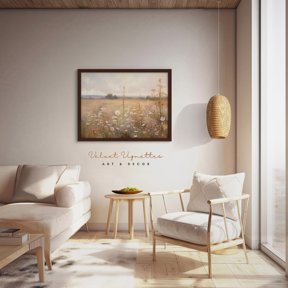 Wild white daisy field print blooming picture botanical home decor ...