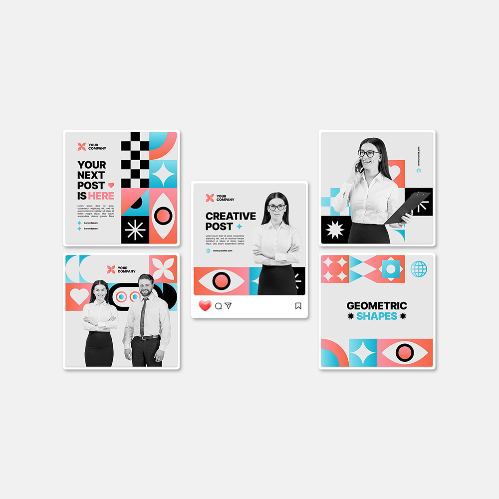 Gradient Geometric Shape Instagram Post Template (PSD)