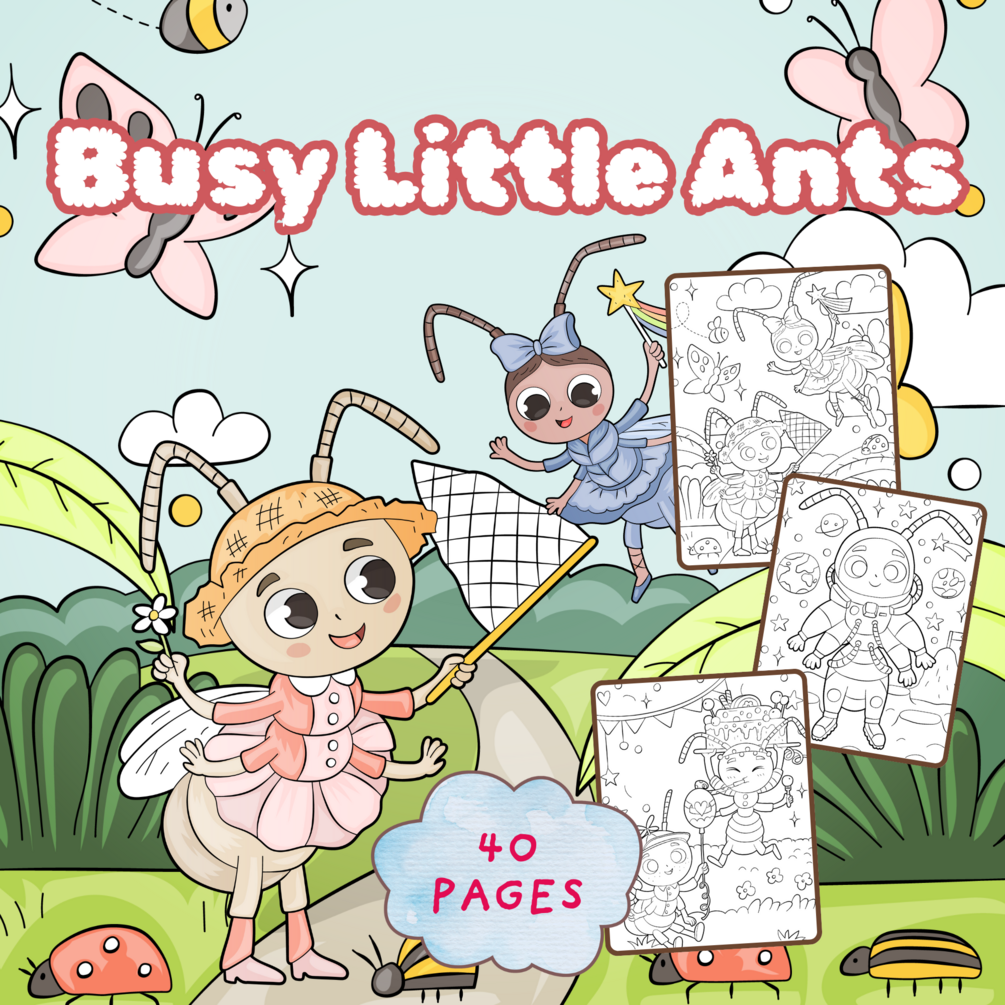 PRINTABLE Busy Little Ants, Digital Coloring Book, Cute Animal & Nature ...