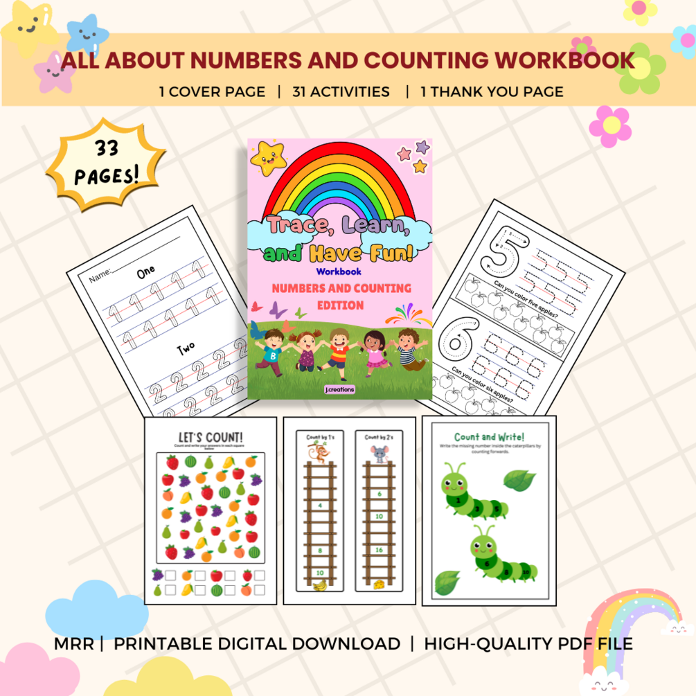 J.CREATIONS:TRACE,LEARN,AND HAVE FUN-KIDS WORKBOOK BUNDLE