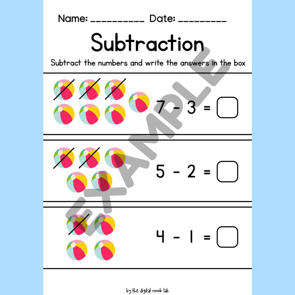 🧮 Kids Subtraction Worksheets (40 Pages - PDF) 🧮 Includes Single ...