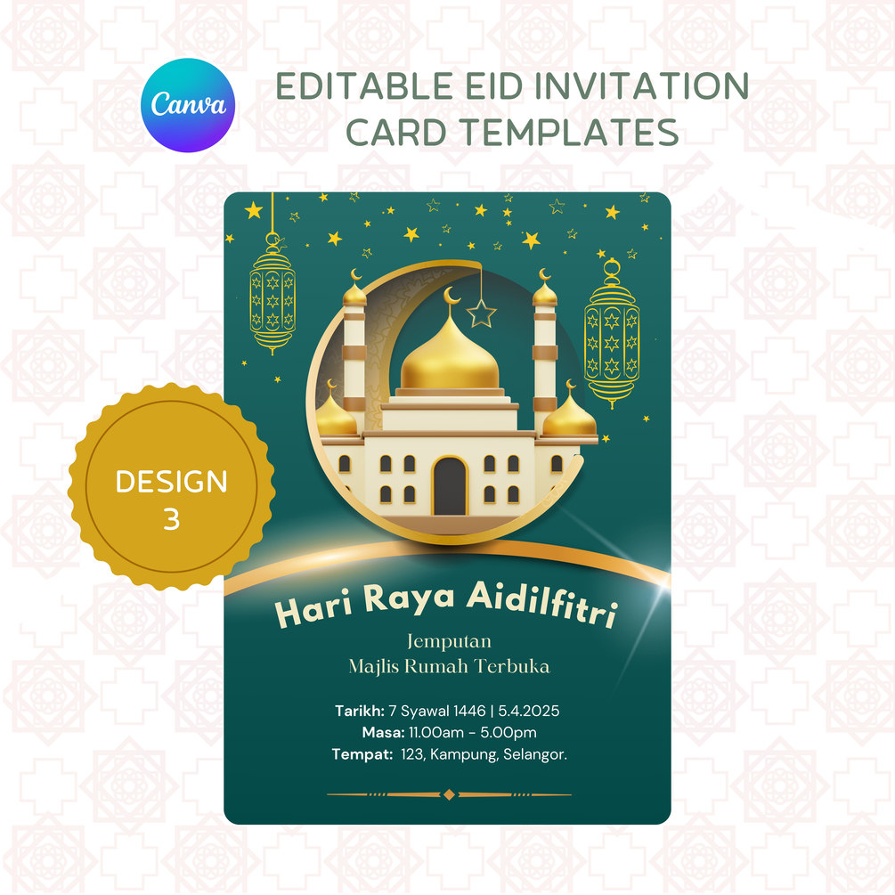 Editable Canva Eid Invitation Card Templates
