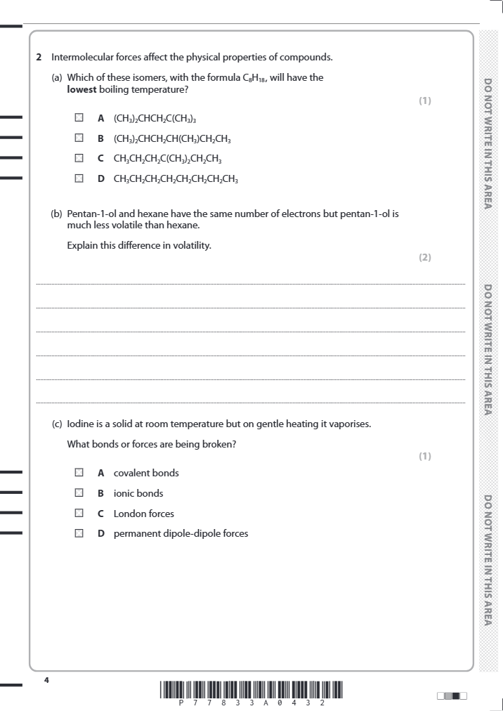 A-LEVEL EDEXCEL CHEMISTRY PAPER 2 June 2025 Question Paper (9CH0/02)