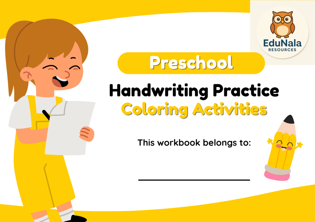 🐮Coloring Handwriting Practice Workbook (Yellow Cartoon Style)