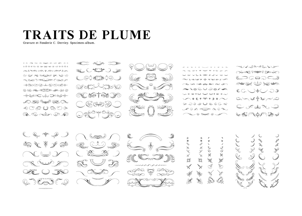 Gravure et Fonderie C. Derriey. Specimen-album. [TRAITS DE PLUME]