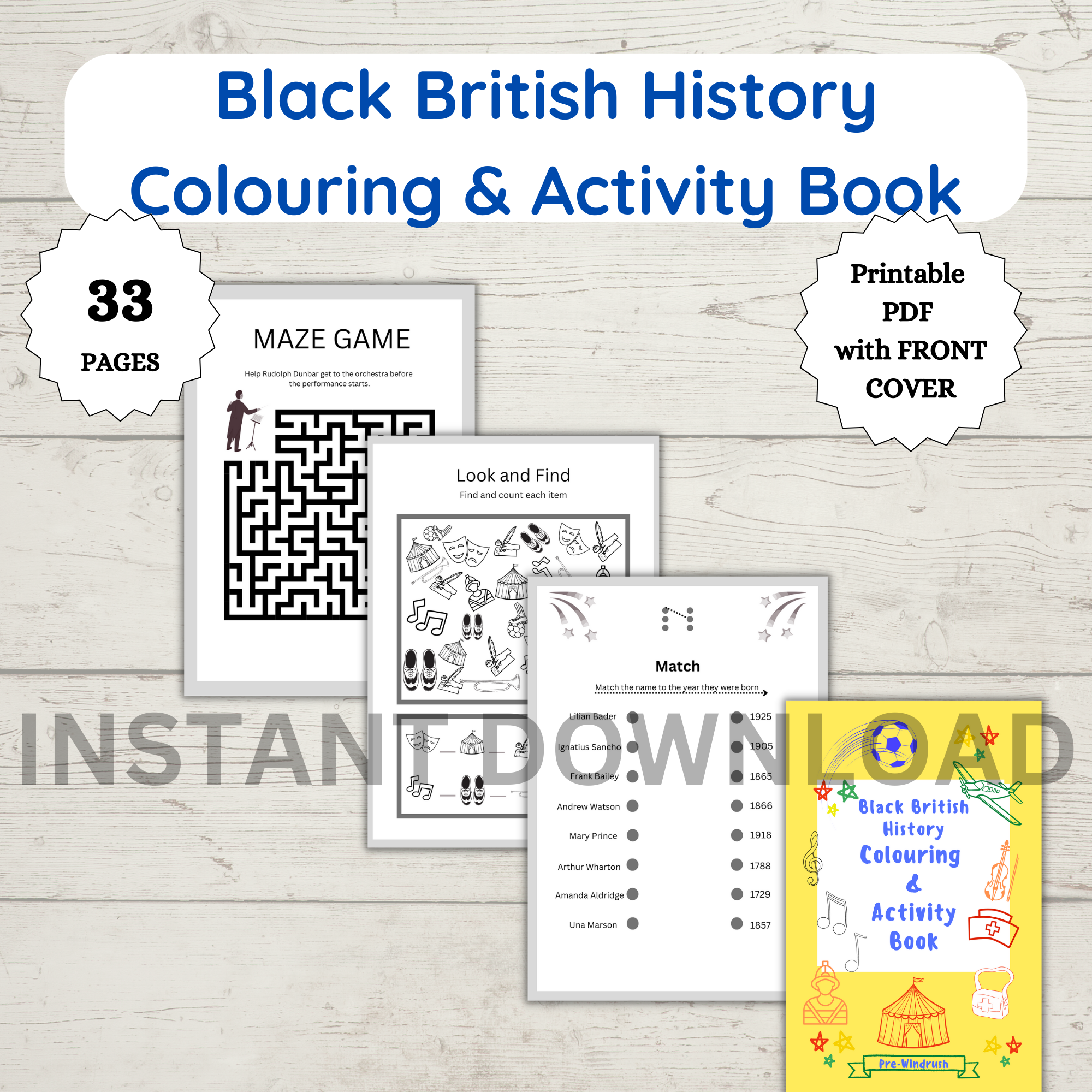 Black British History Colouring and Activity Bundle Printable