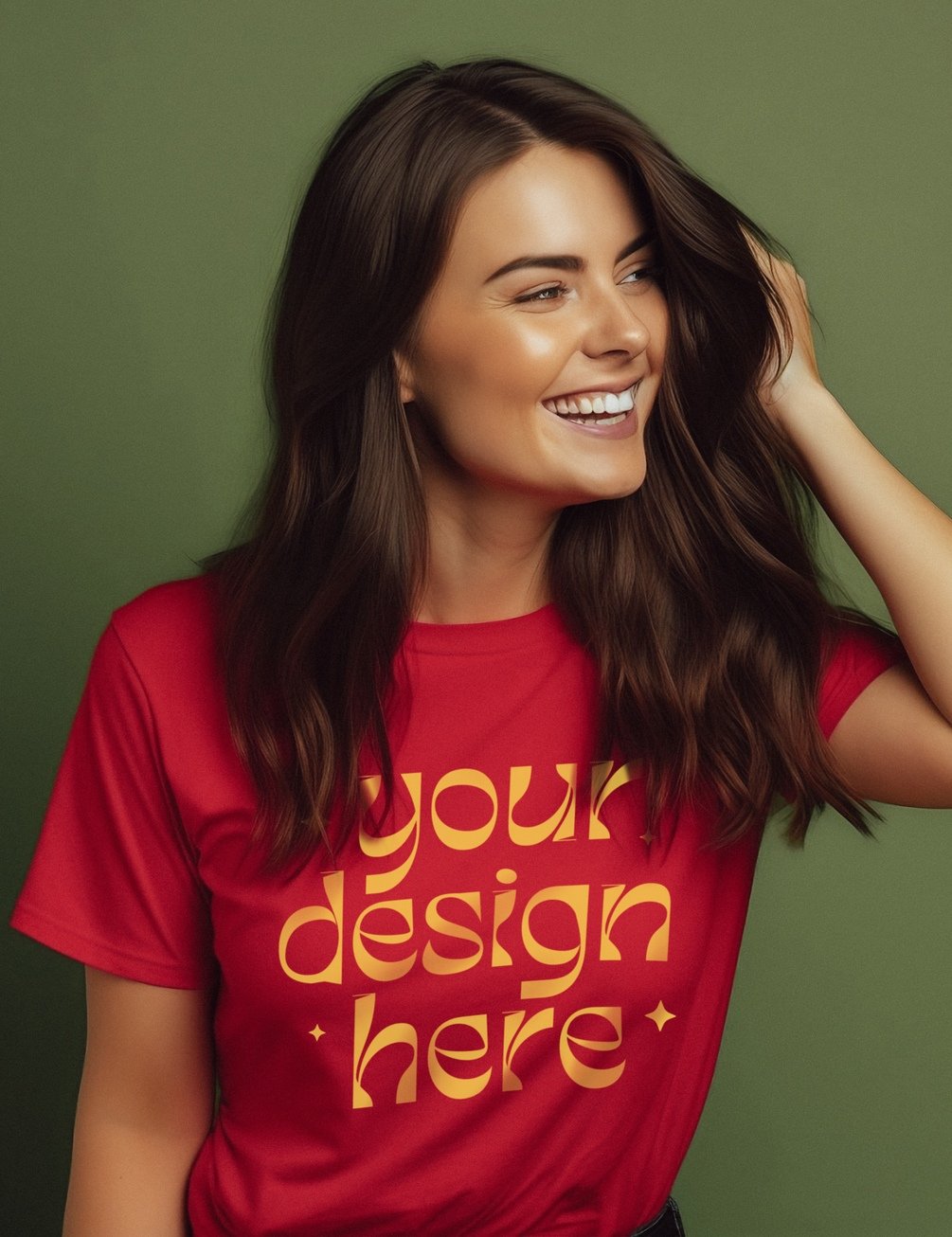 Bella Canvas 3001 Mockup, Bella Canvas Red, Blank Tshirt Mockup, Female ...