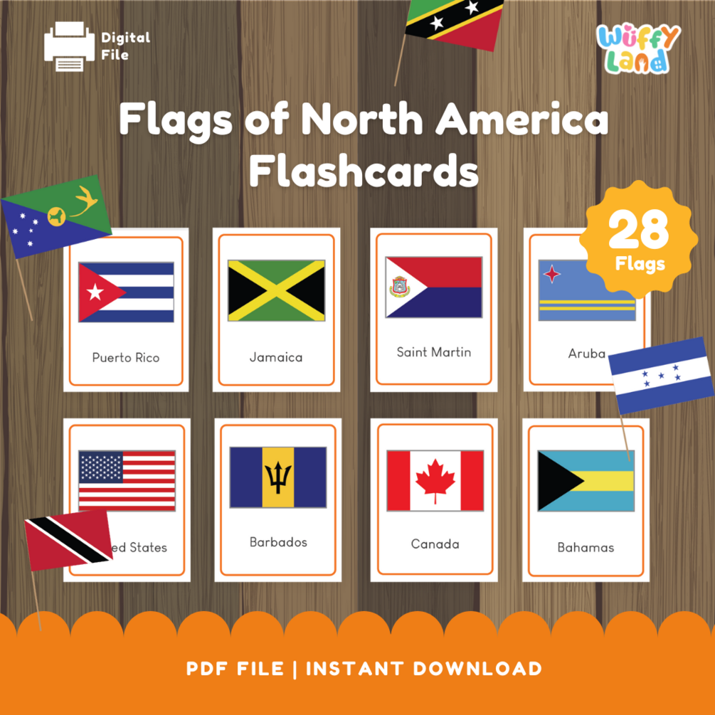Explore North America: Printable Flags Flashcards for Kids ...